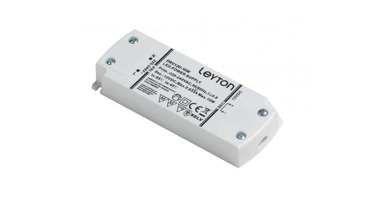 DRV12D-10W-TOP6: 12v, 10w Mains Dimmable LED Driver, TOP