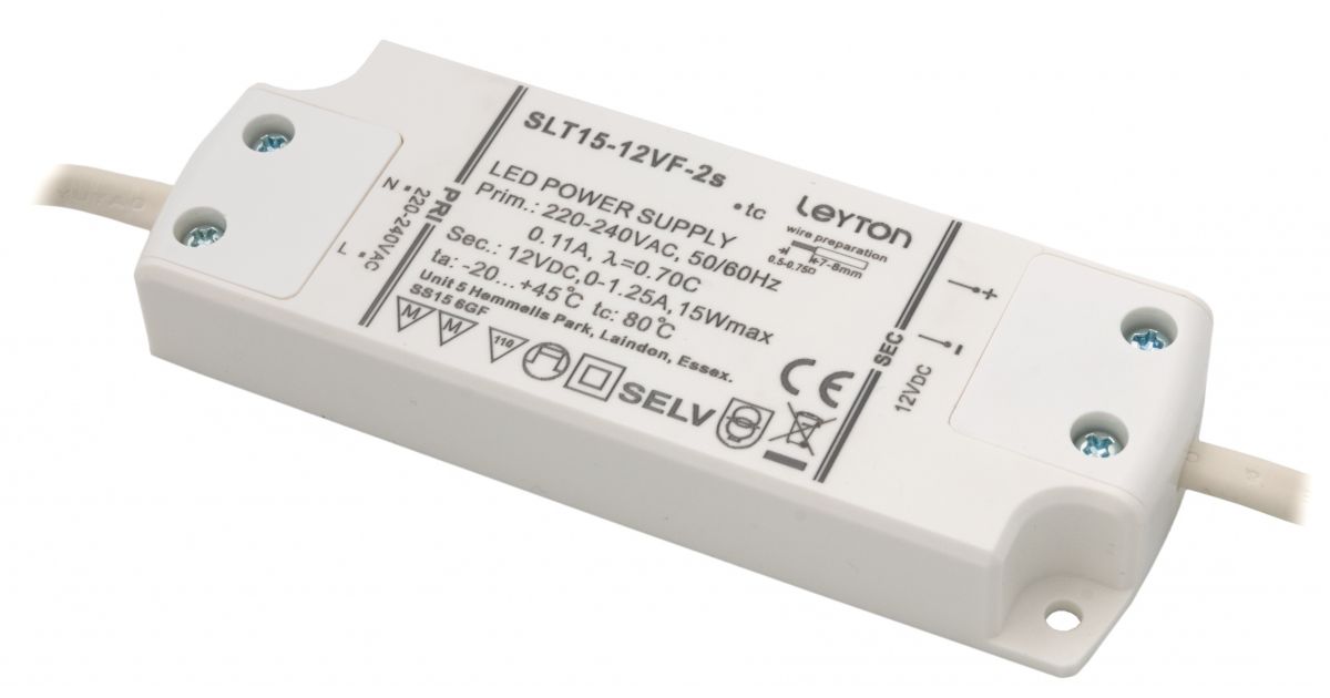DRV12-15W-DCJACK-UK: 12v, 15w LED Driver, DC jack output