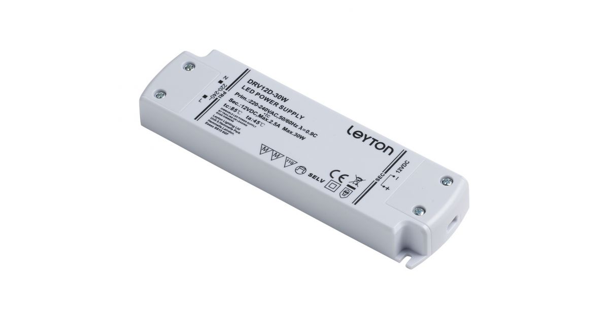 DRV12D-30W-TB: 12v, 30w Mains Dimmable LED Driver, Terminal