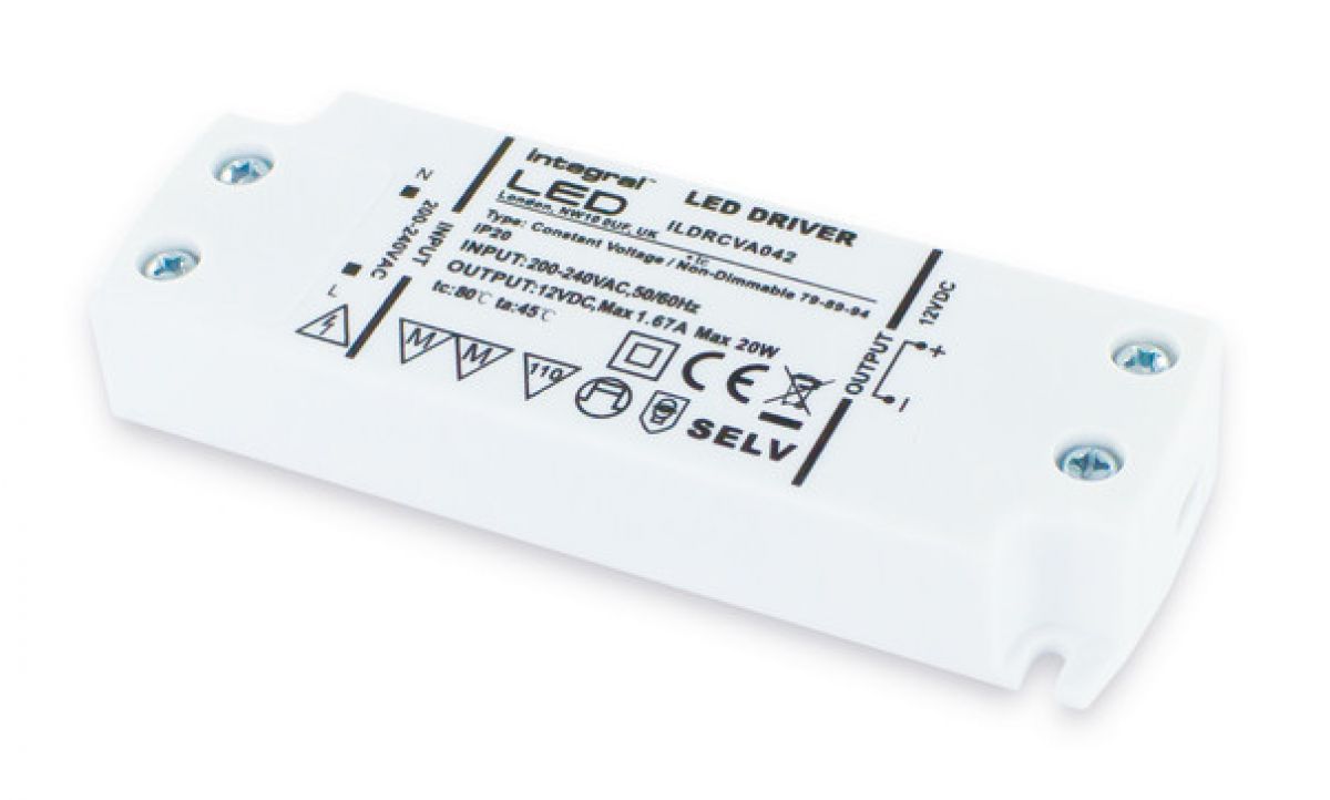 Integral ILDRCVA042: 12v LED Driver 20w, screw terminals - from £9.04
