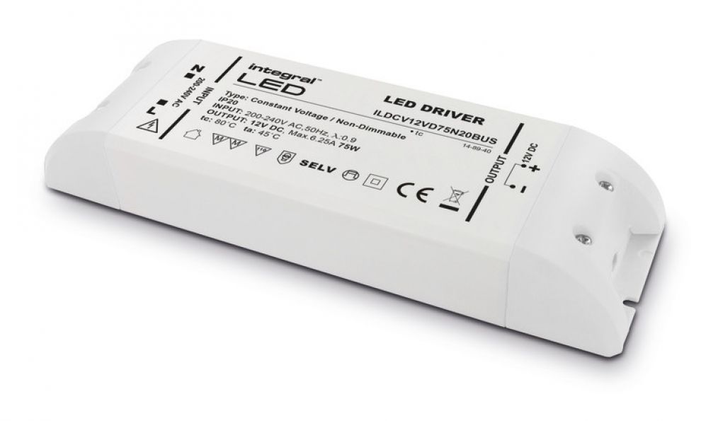 ILDRCVA044: 12v LED Driver 75w, Screw Terminals