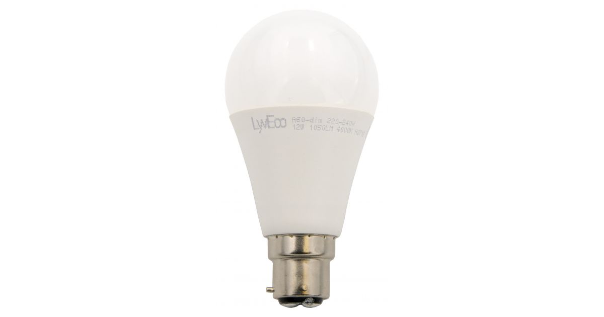 3698: 12w LED GLS Bulb, 3 Pin Bayonet, BC3, 1050lm, 4000K