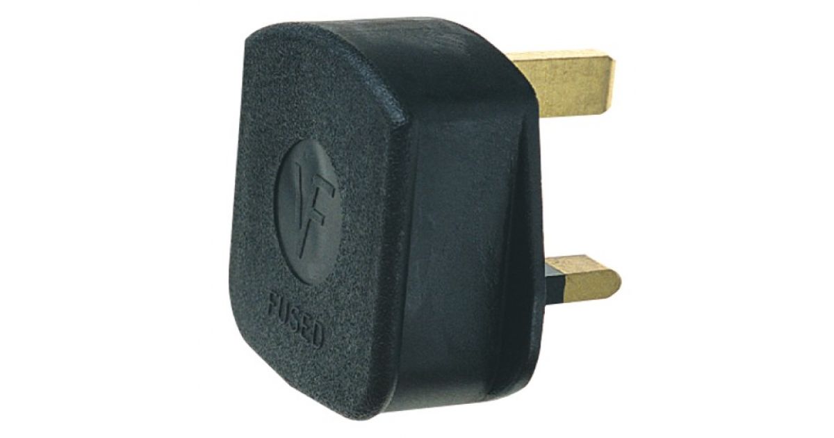 6283B: 13A Plug, Rubber, Black, BS1363/A : Lyvia Electrical
