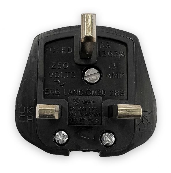 6283B: 13A Plug, Rubber, Black, BS1363/A : Lyvia Electrical