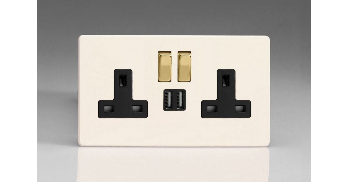 XDY5U2SVBS.PD: 13A Socket + USB, 2-Gang, 1 Pole, Screwless