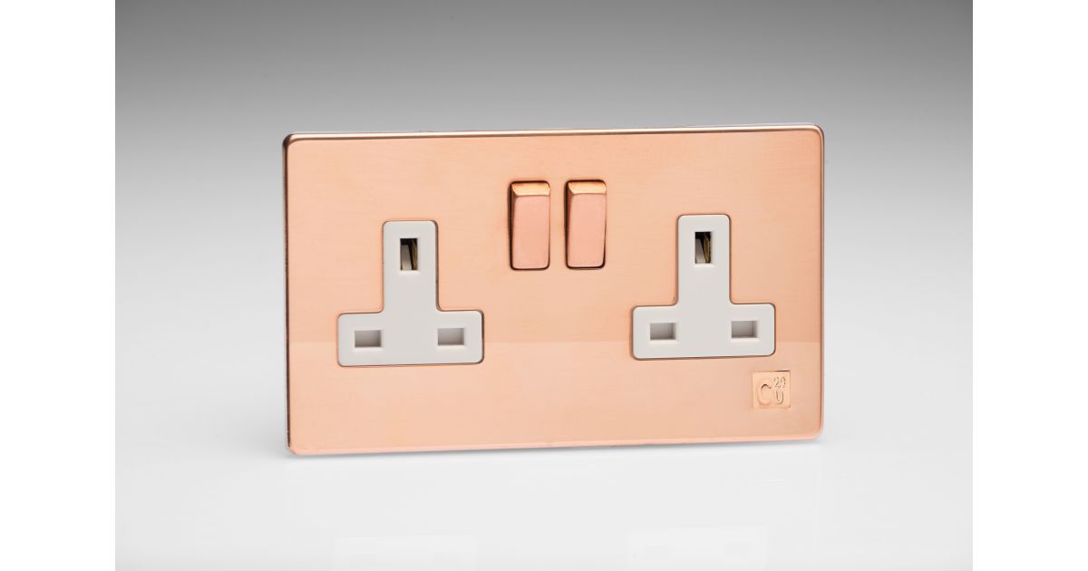XDY5WS.AC: 13A Socket, 2-gang, 2 pole, screwless cu29 raw