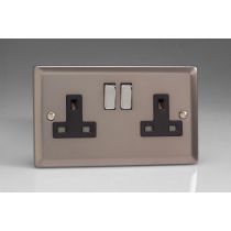 XR5DB: 13A Socket, 2-Gang, 2 Pole, Classic Pewter