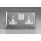 Varilight XT5W: 13A Socket, 2-gang, 2 pole, classic brushed steel ...