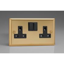 XV5B: 13A Socket, 2-Gang, 2 Pole, Classic Victorian Brass