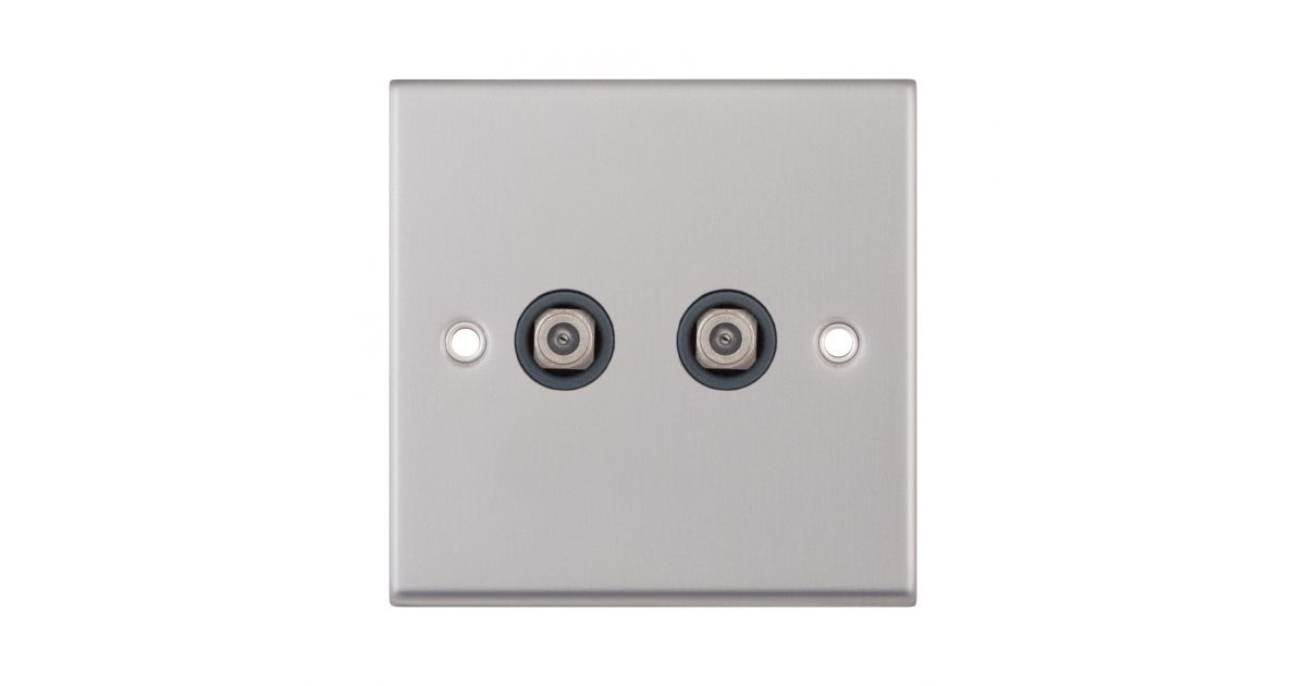 7MPRO-745: 2 Gang F-Type Satellite Socket, Satin Chrome