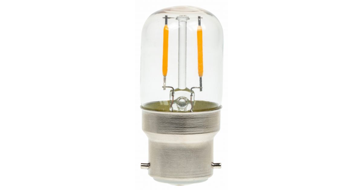 240v 2w LED Pygmy Bulb, B22, 2200K, dimmable, clear, 160lm