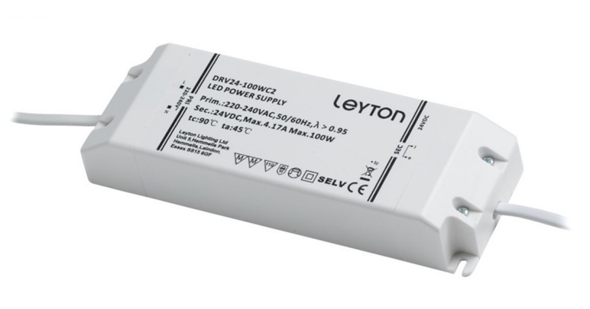 DRV24-100WC2: 24v, 100w LED Driver, Screw Terminals Output