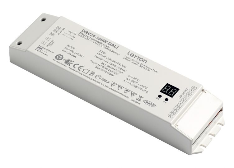 DRV24-100W-DALI: 24v, 100w LED Driver, Terminal Block Output