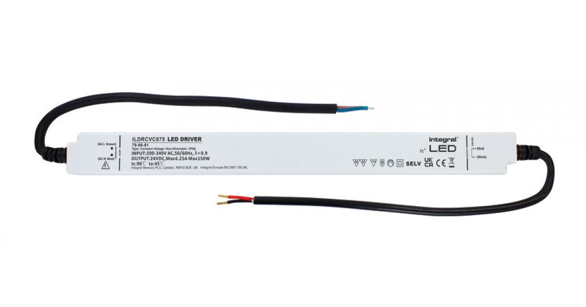 ILDRCVC075: 24v LED Driver 150w, Long & Slim, Screw
