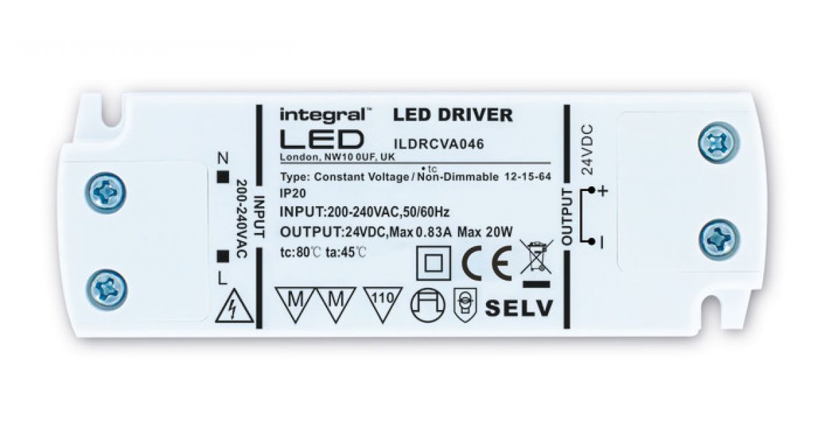 ILDRCVA046: 24v LED Driver 20w, Screw Terminals - from £7.01