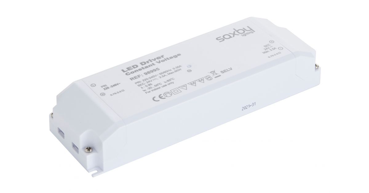 98995: 24v LED Driver 60w, Screw Terminals : Saxby