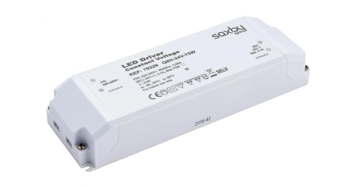 79329: 24v LED Driver 75w, Screw Terminals : Saxby