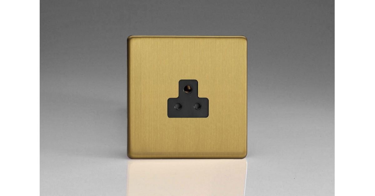 XDBRP2ABS: 2A Round Pin Socket, screwless brushed brass