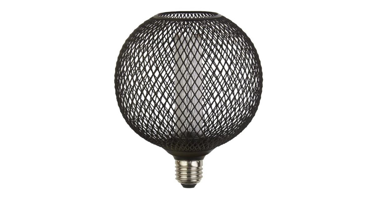 16003BK: 3.5w Wire Mesh LED Globe G120, dimmable, 1800K