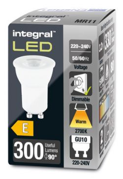 ILMR11DC011: 35mm 3.2w LED GU10 MR11 Bulb, 2700K, Dimmable