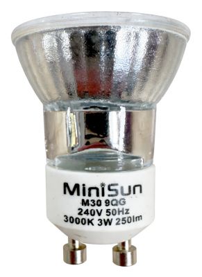 17667: 35mm 3w LED GU10 MR11 Bulb, 3000K, Dimmable : MiniSun
