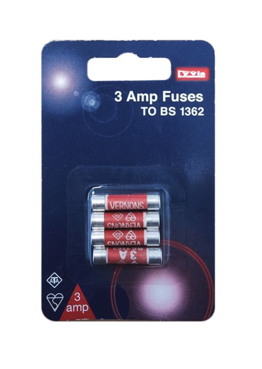 1003: 4 x 3A Plug Top Fuses, BS1362 : Lyvia Electrical