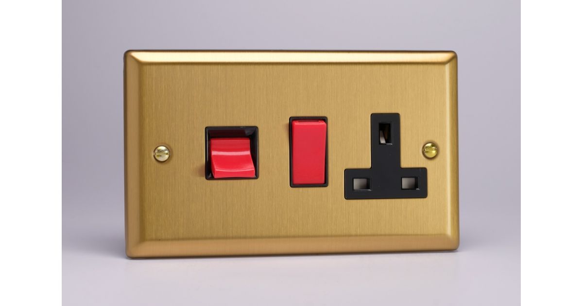 XB45PB: 45A Cooker Switch + 13A Socket, 2 Pole, Classic