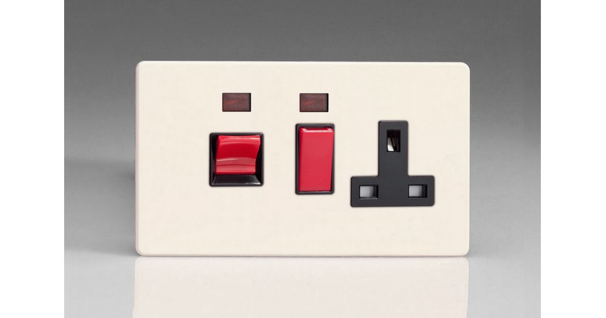 Gold Plug Sockets Mocha Screwless Cooker Switch 45A With 13A Switched ...