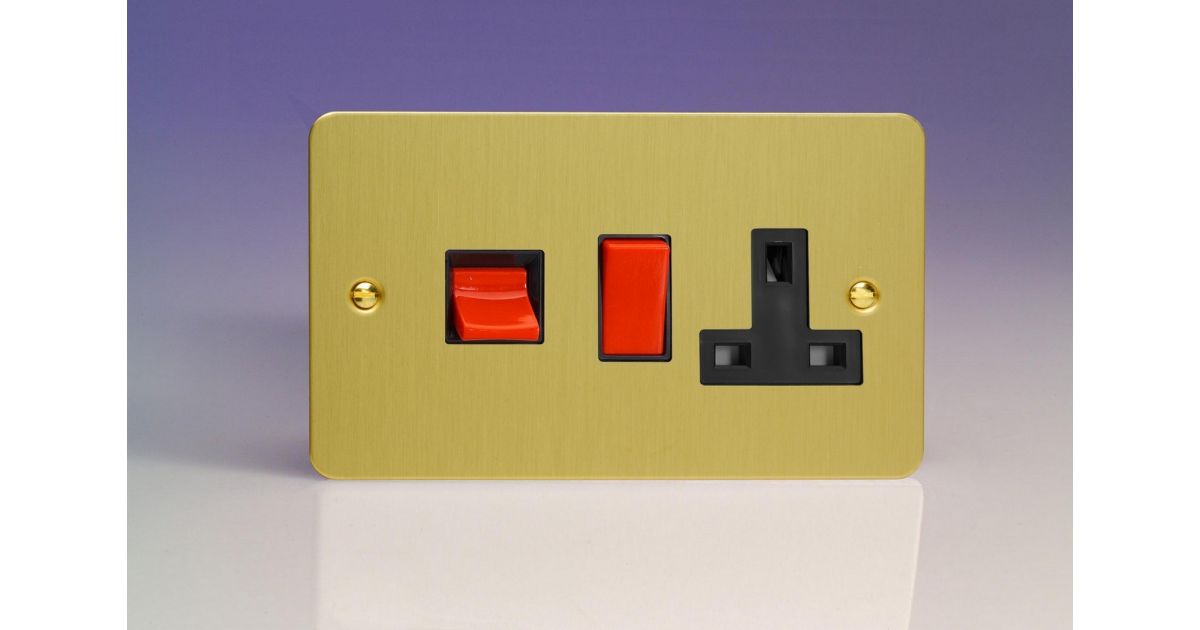 XFB45PB: 45A Cooker Switch + 13A Socket, 2 Pole, Ultraflat