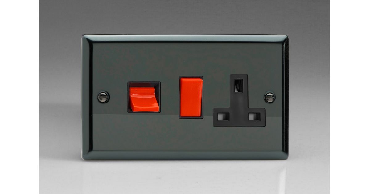 XI45PB: 45A Cooker Switch + 13A Socket, 2 Pole, Classic