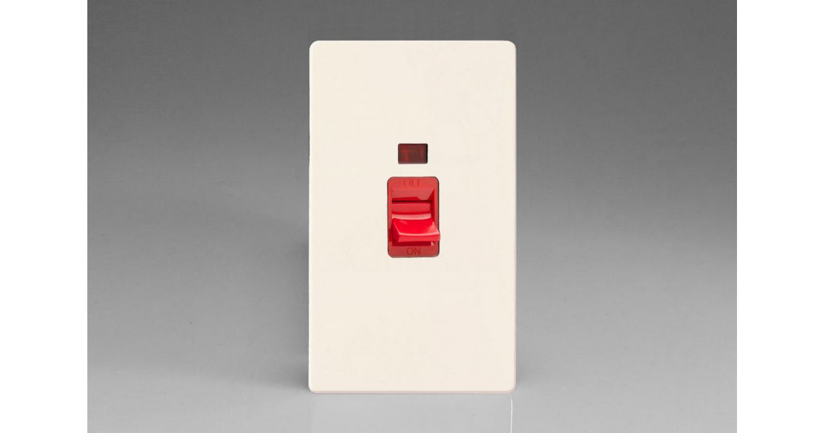 XDY45NS.PD: 45A Cooker Switch, Screwless Primed + Red Insert