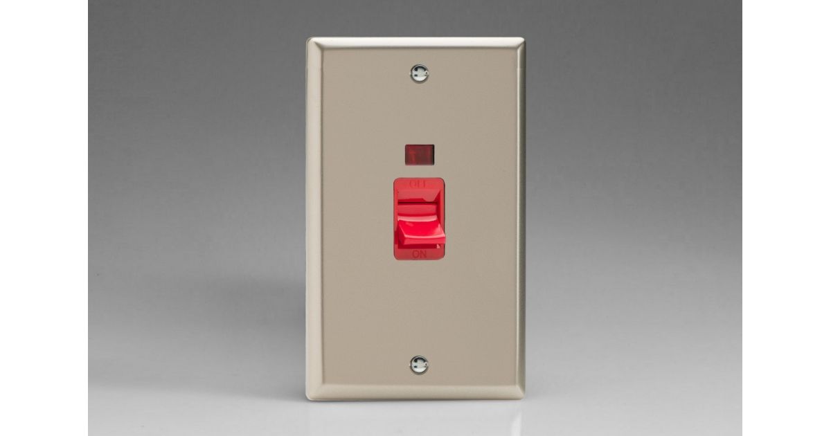 XN45N: 45A Cooker Switch, Classic Satin + Red Insert