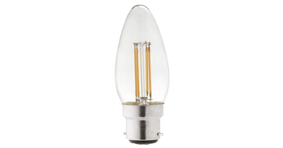 4622: 4w Filament LED Candle, Dimmable, 2700K, B22, 470lm