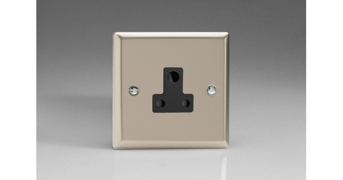XNRP5AB: 5A Round Pin Socket, Classic Satin + Black Insert