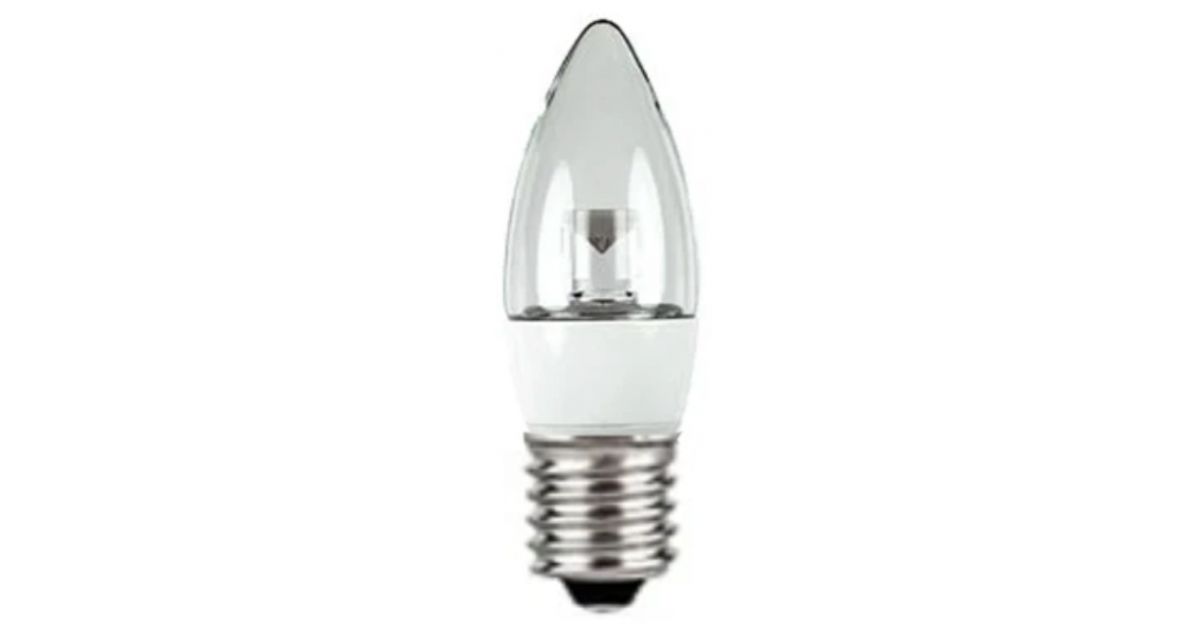 6w Clear LED Candle, Dimmable, 2700K, E27, 470lm =40w,