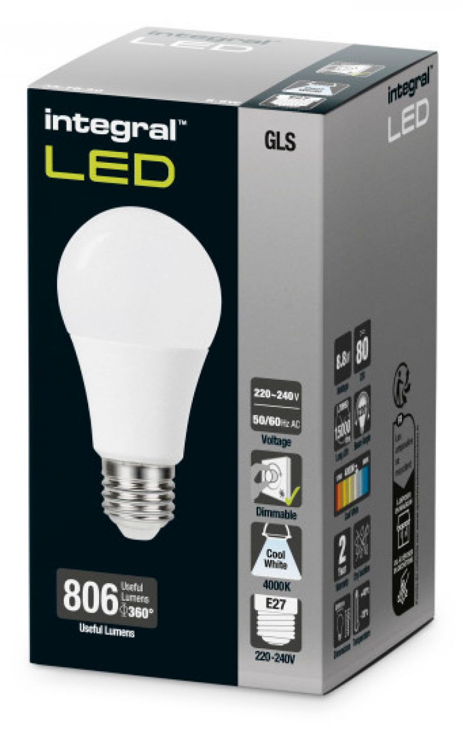 ILGLSE27DE160: 7w LED Classic Globe GLS, Dimmable, 4000K