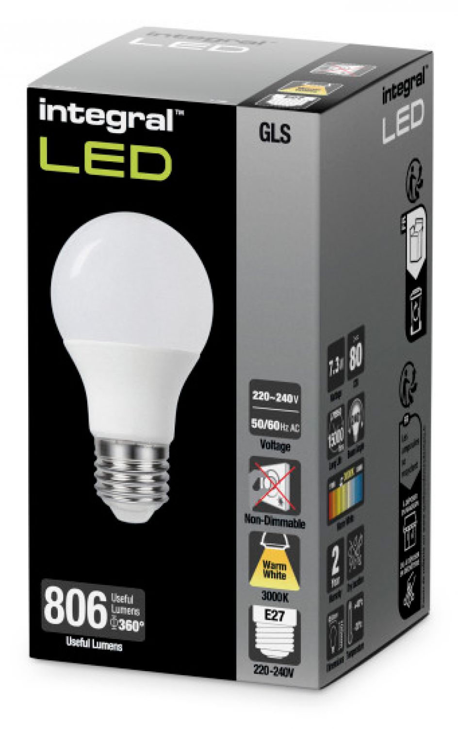 ILGLSE27ND178: 7w LED Classic Globe GLS, Non Dimmable