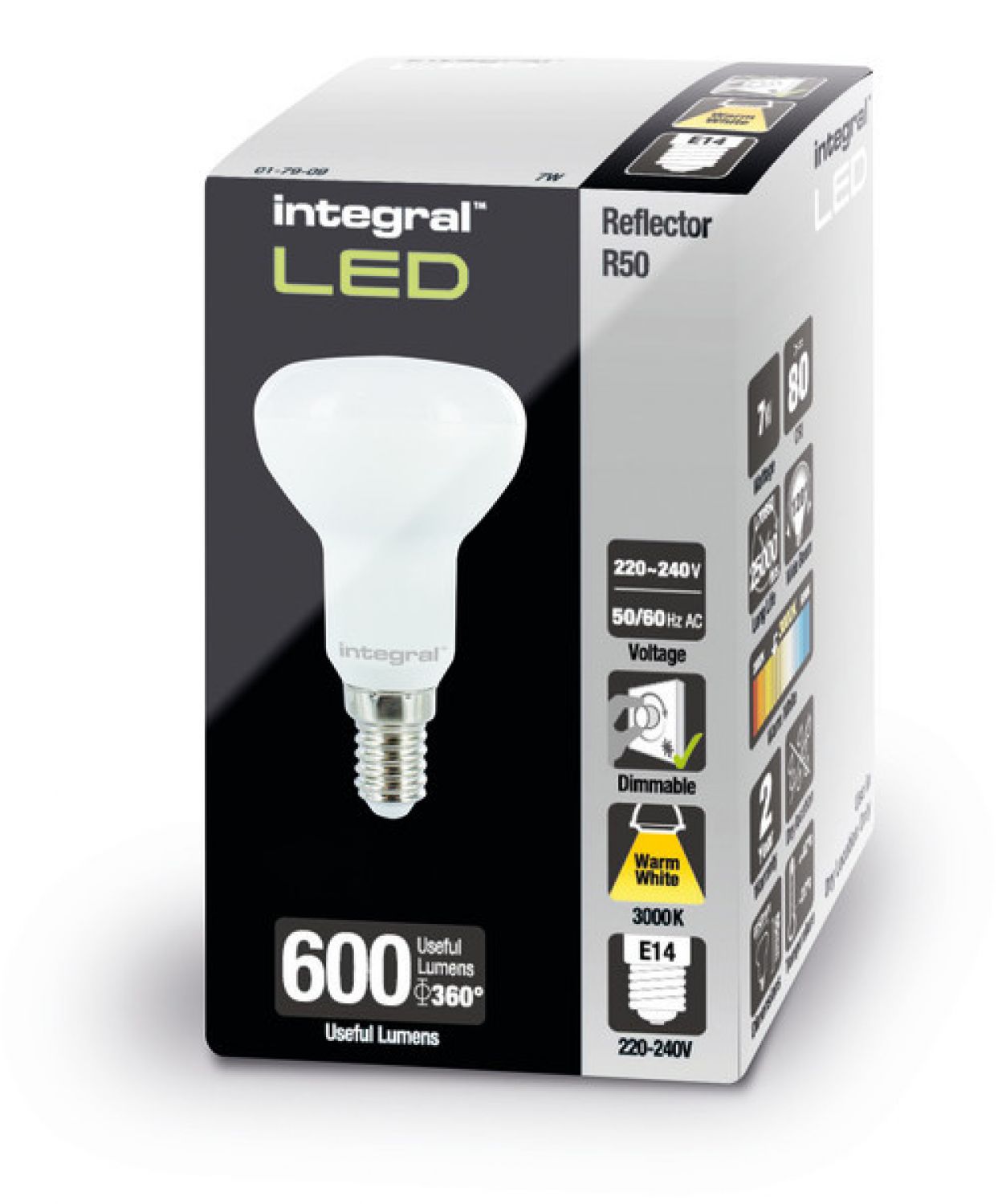 ILR50DD004: 7w R50 LED Spot Bulb, 3000K, Matt White