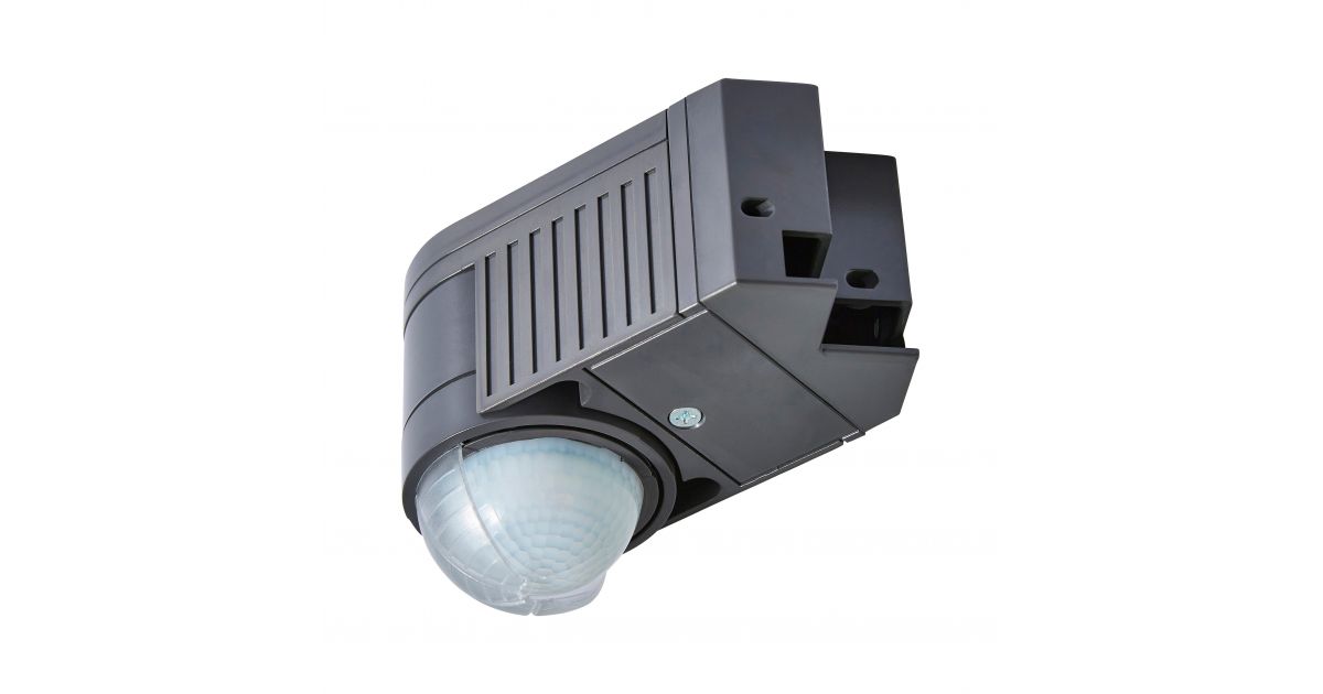 ZN-25152-DGRY: Alia Corner PIR Sensor, IP44, Dark Grey, 12m