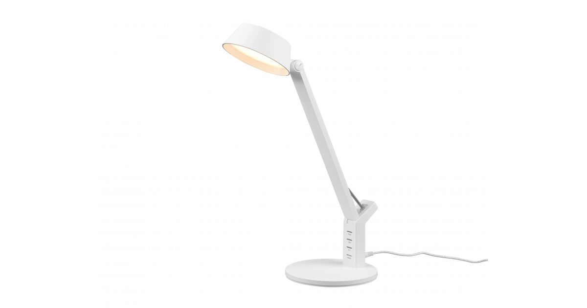 523090131: Ava LED Desk Light, Matt White, USB Port : Trio