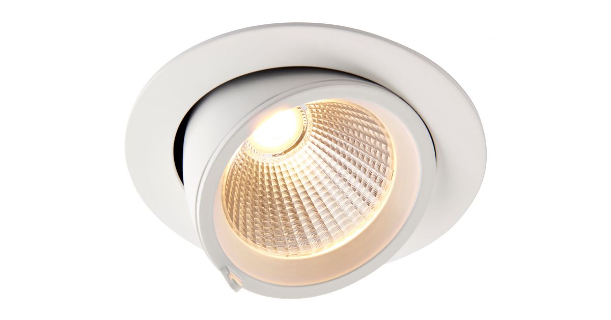 108290: Axial CCT LED Tilt Downlight, Matt White, 30w
