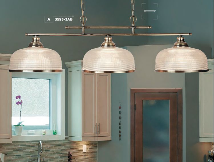 3593-3AB: Bistro II 3 Bar Ceiling Pendant Light, Antique