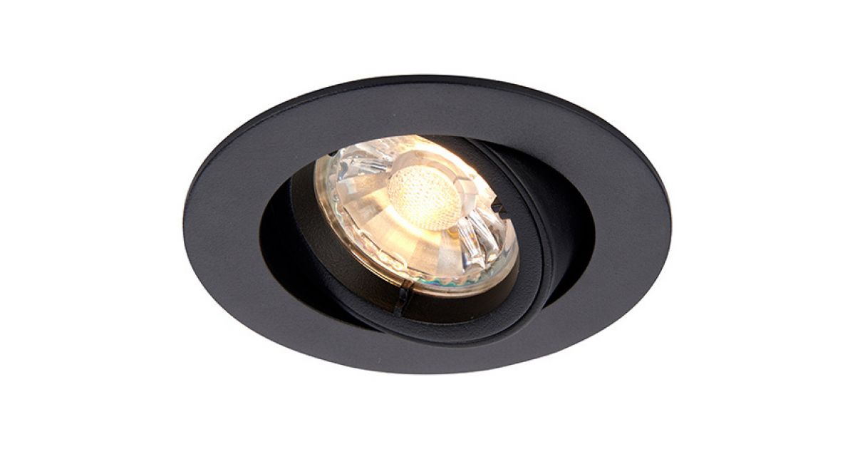 95919: Cast Round Tilt Downlight, IP20, Matt Black : Saxby
