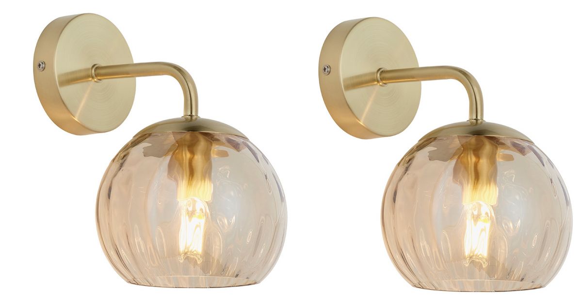 121510: Dimple Wall Light, Satin Brushed Brass/Gold, Twin