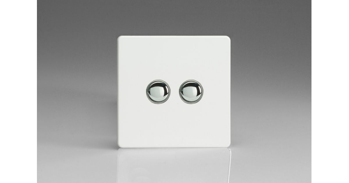 XDQM2S: Double Momentary Switch, 6A, 2-Gang, Screwless