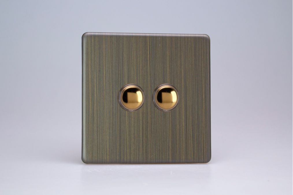 XDYM2S.AB: Double Momentary Switch, 6A, 2-Gang, Urban