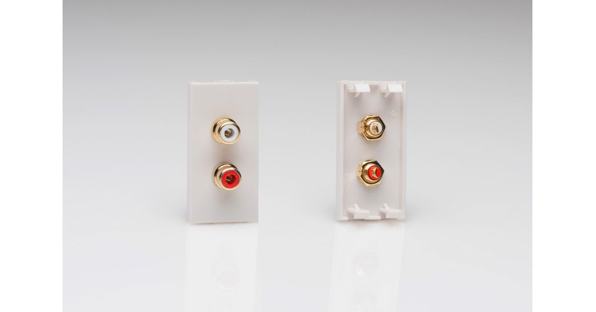 DPH2W: Double Phono Socket, Female, RCA, 1 DataGrid Space