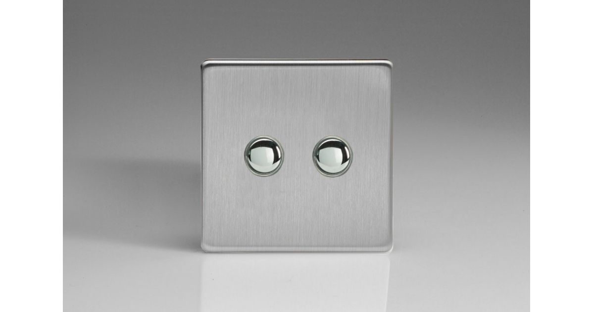 XDSP2S: Double Push Switch, 6A, 2-gang, 2-way, screwless