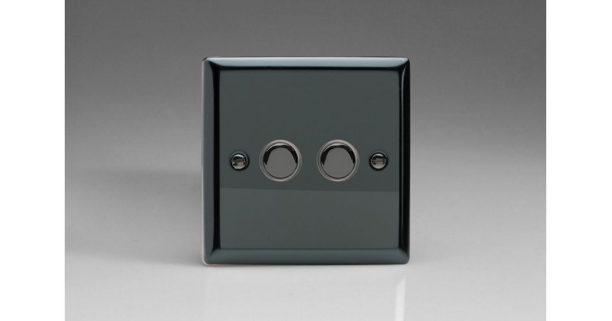 XIP2: Double Push Switch, 6A, 2-Gang, 2-Way, Classic Iridium