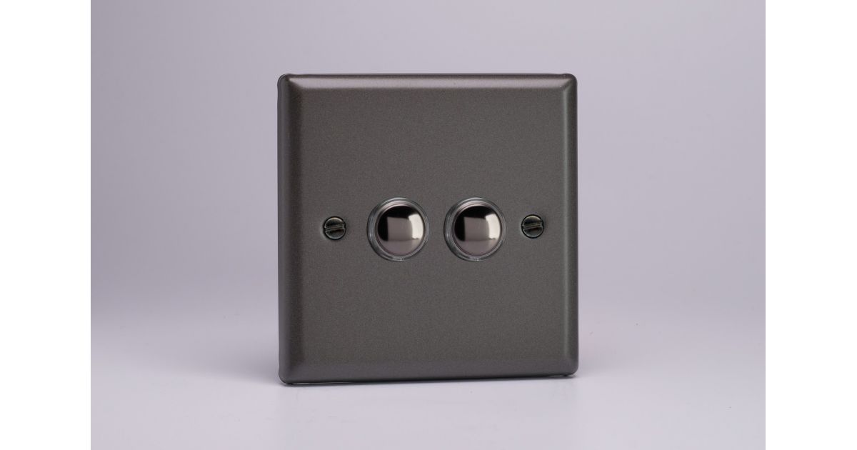 XPP2: Double Push Switch, 6A, 2-Gang, 2-Way, Classic